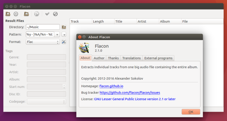 Flacon - Audio File Encoder - Lands Version 2.1.0